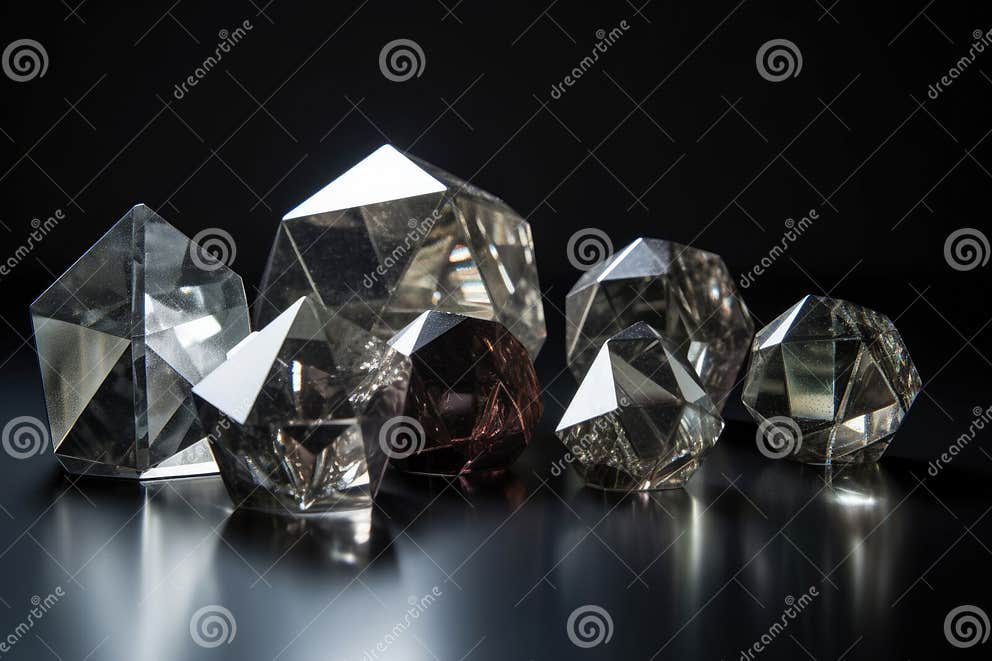 Platonic Solids Set on a Reflective Surface Stock Illustration ...