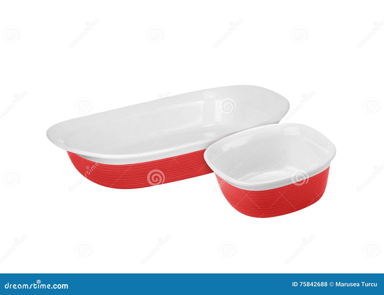 Platos Rojos Aislados En Blanco Foto de archivo - Imagen de decorativo ...