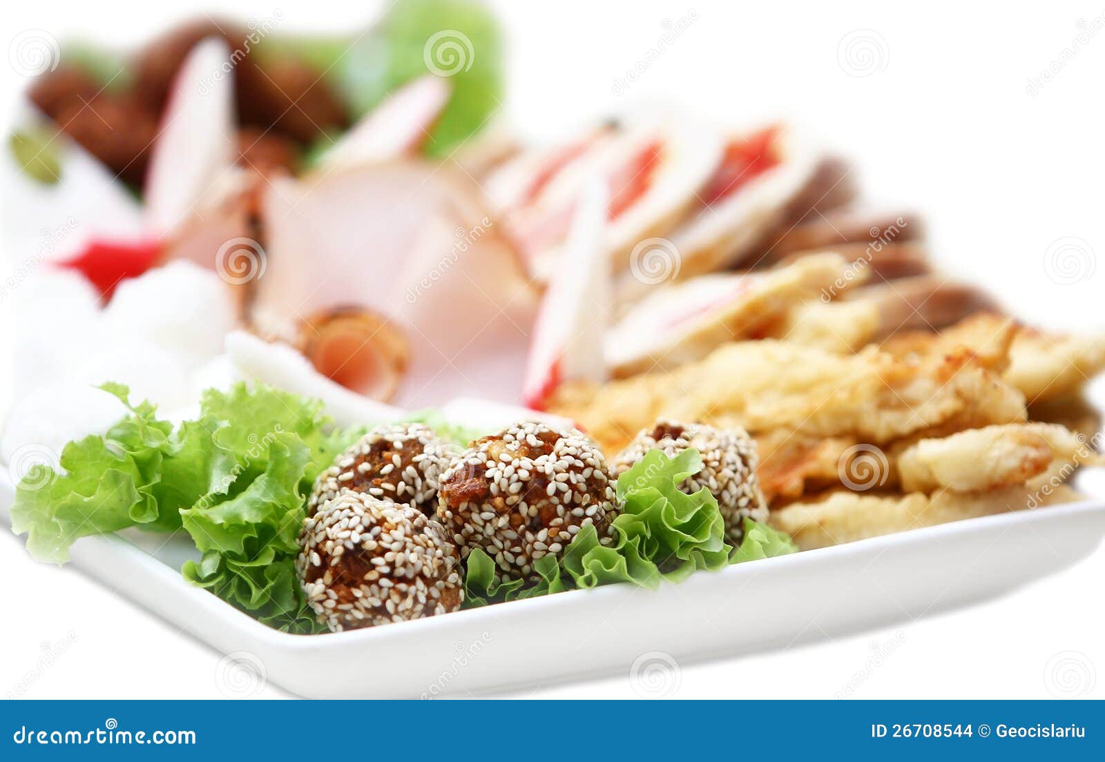 Platter with appetizers stock photo. Image of meatballs - 26708544