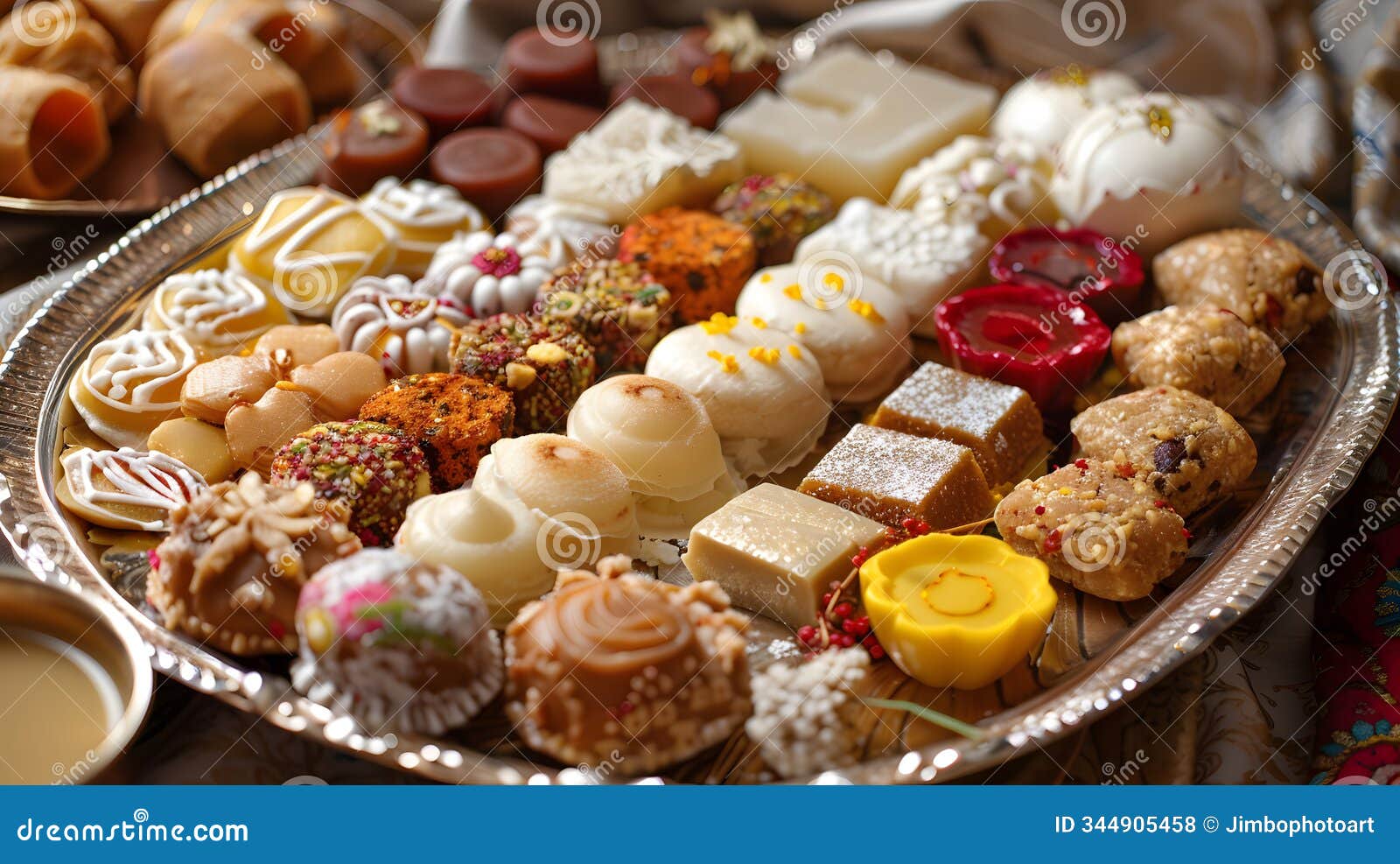 Platter of Assorted Diwali Sweets Stock Illustration - Illustration of ...