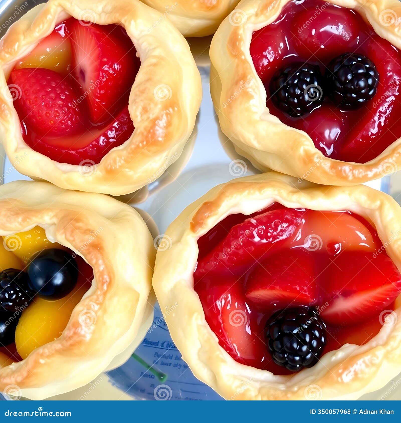 A Platter of Assorted Fruit Filled Danish Pastries with a Golden, Flaky ...