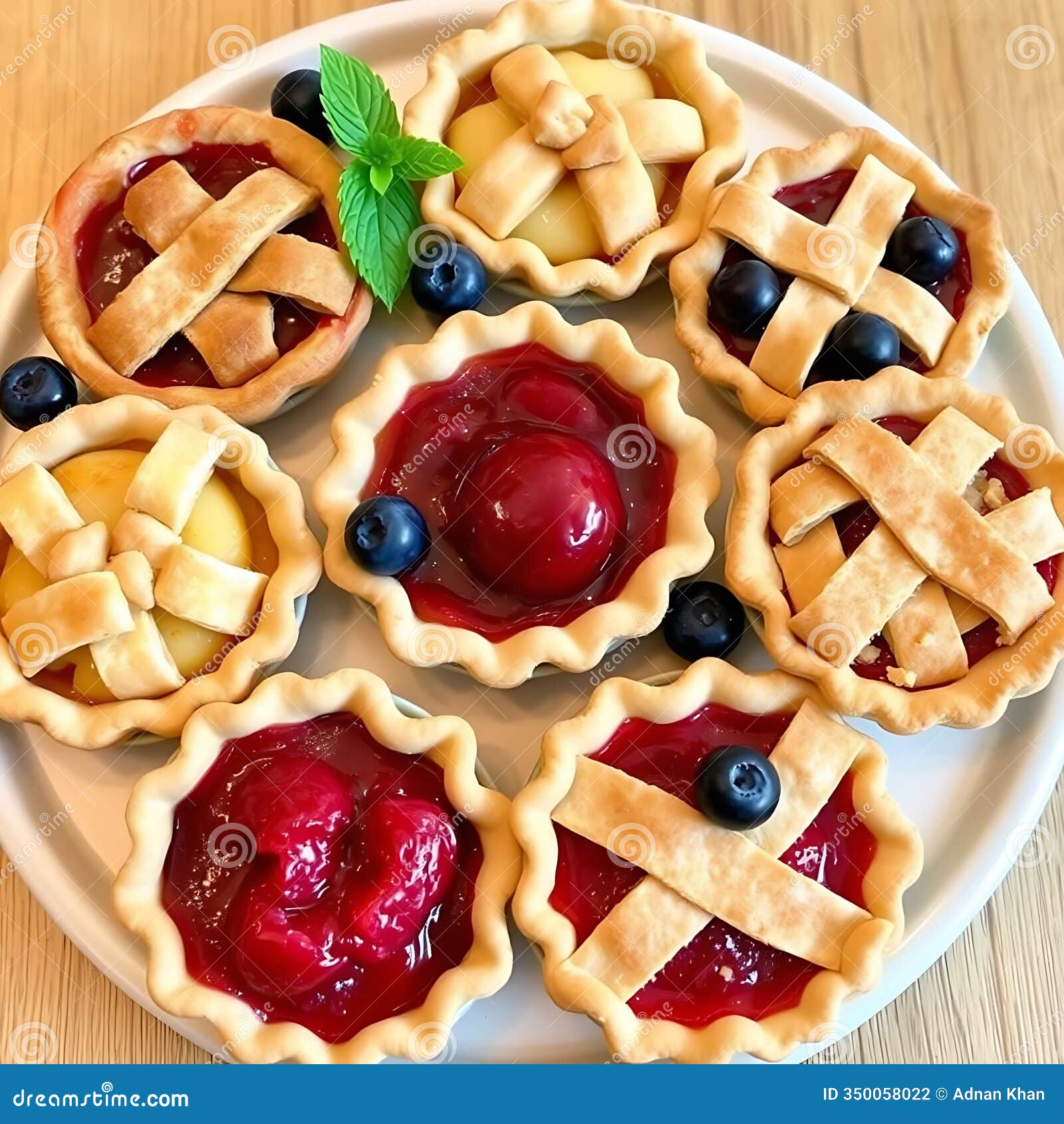 A Platter of Assorted Mini Pies, Including Apple, Cherry, and Blueberry ...