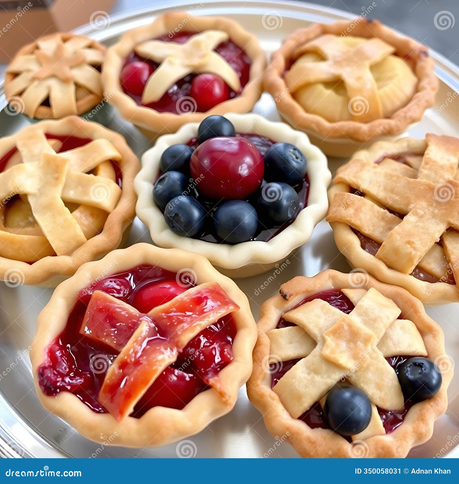 A Platter of Assorted Mini Pies, Including Apple, Cherry, and Blueberry ...