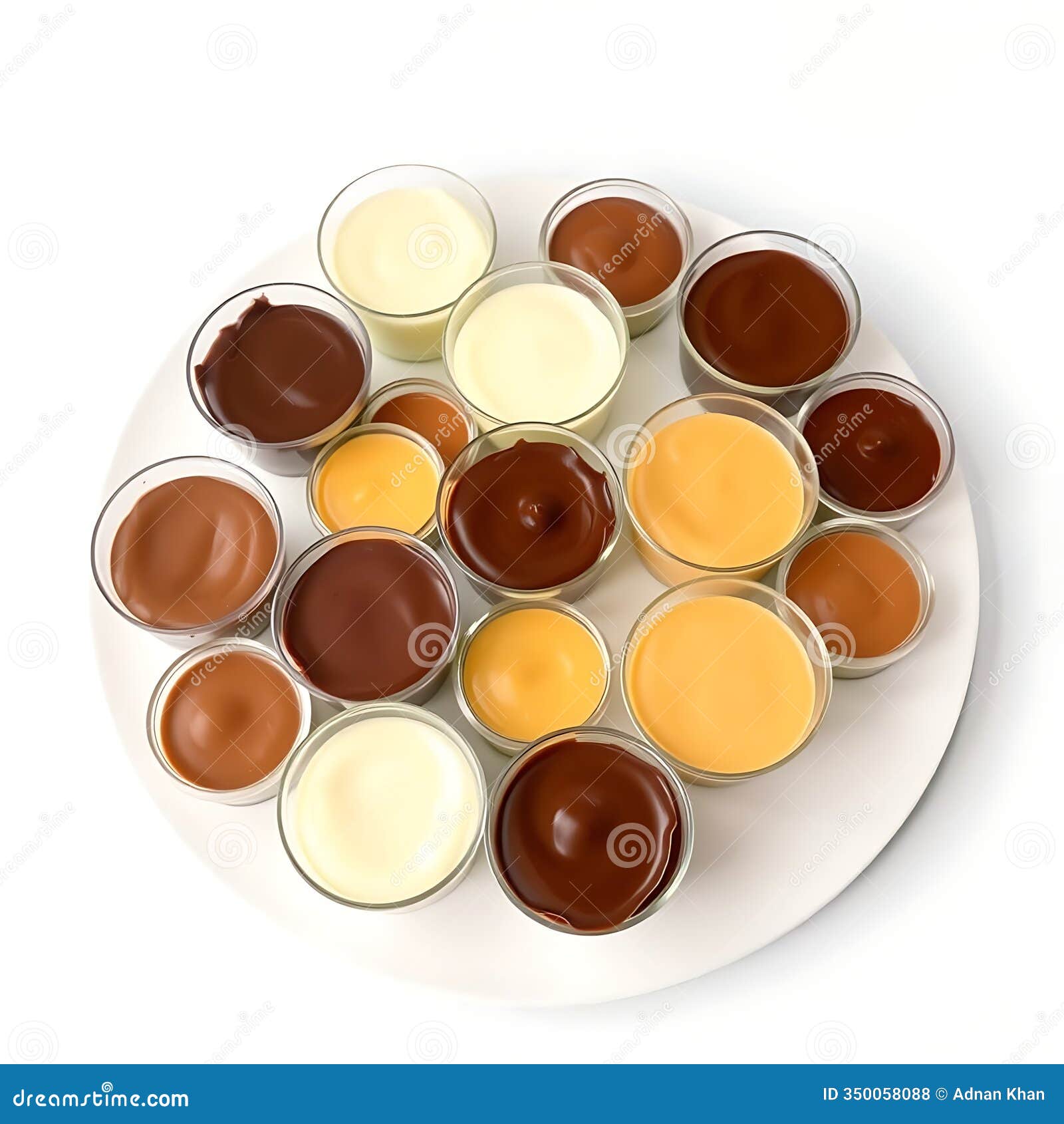 A Platter of Assorted Pudding Cups with Flavors Like Chocolate, Vanilla ...