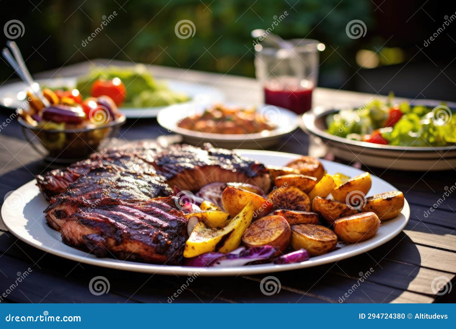 A Platter of Barbecue Meats in a Backyard Setting Stock Photo - Image ...