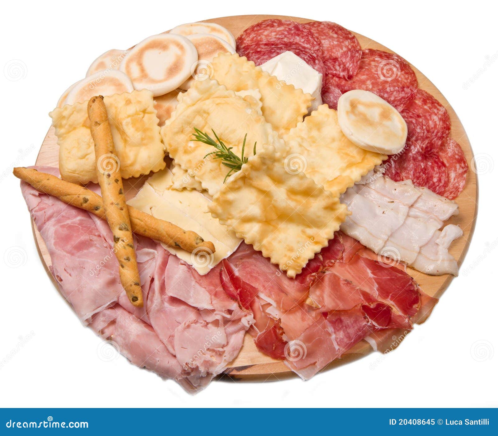 Platter of Cured Meats, Cheeses and Fried Dumpling Stock Image - Image ...