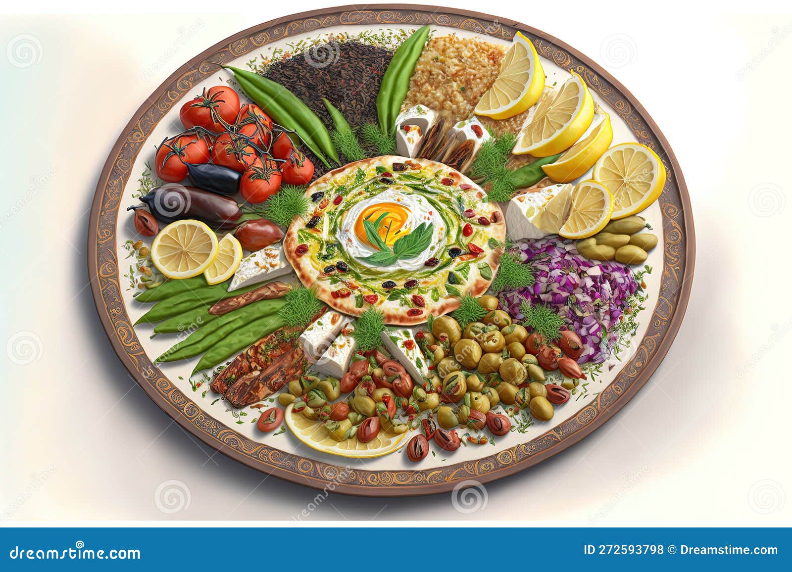 Platter of Fatysh, a Typical Arabic Salad Stock Illustration ...