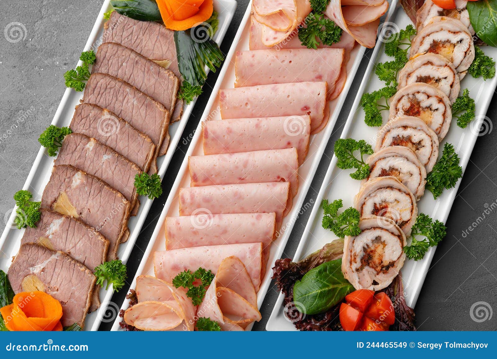 Platter of Fresh Meat Cold Cuts on Table Stock Image - Image of food ...