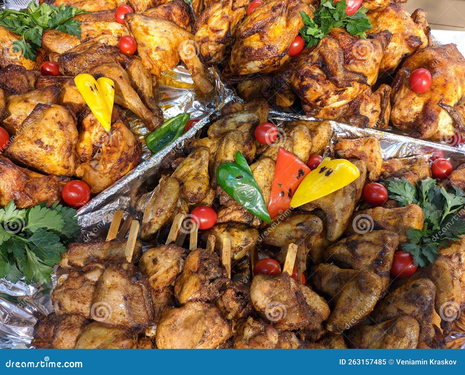 Platter with fried chicken stock image. Image of cooking - 263157485