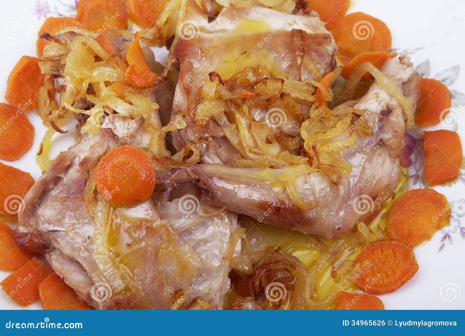 A platter of fried rabbit stock photo. Image of carrots - 34965626