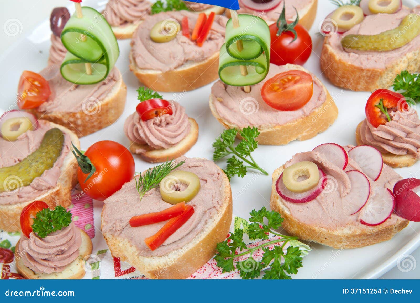 Platter with Sandwiches with Pate and Vegetables Stock Photo - Image of ...