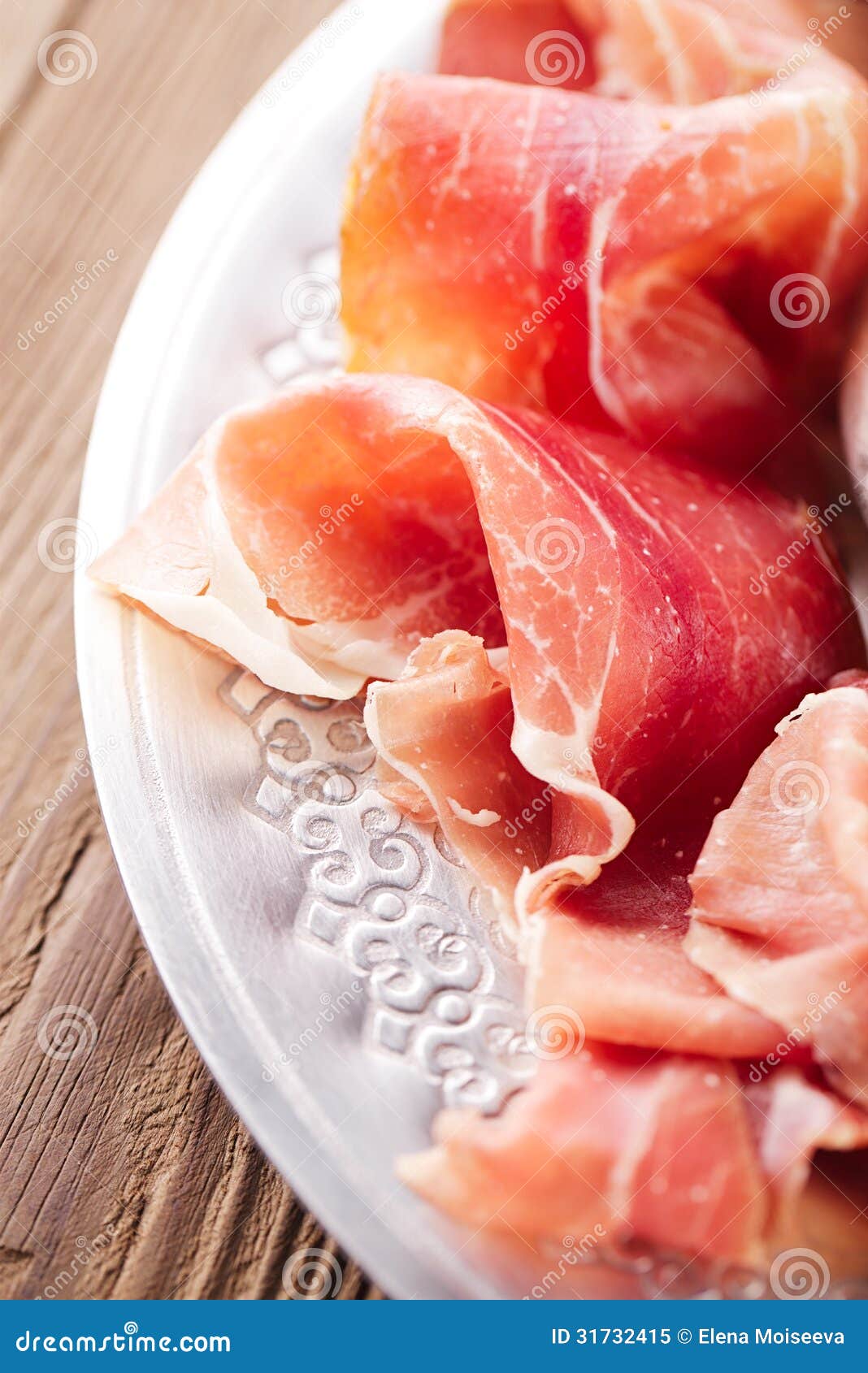 Platter of Serrano Jamon Cured Meat Stock Image - Image of ...