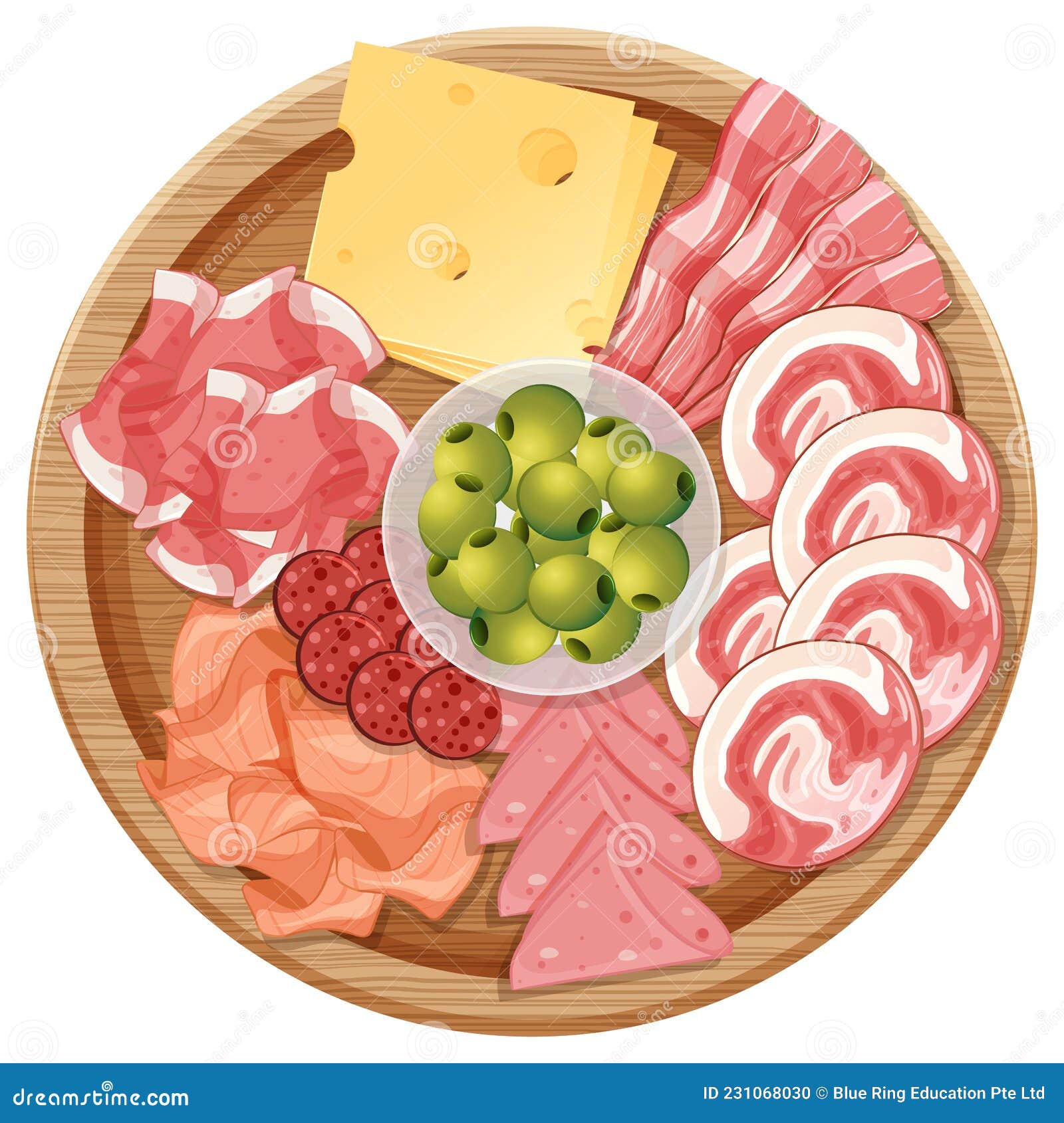 Platter Of Various Cold Meats And Cheese Isolated On White Background ...
