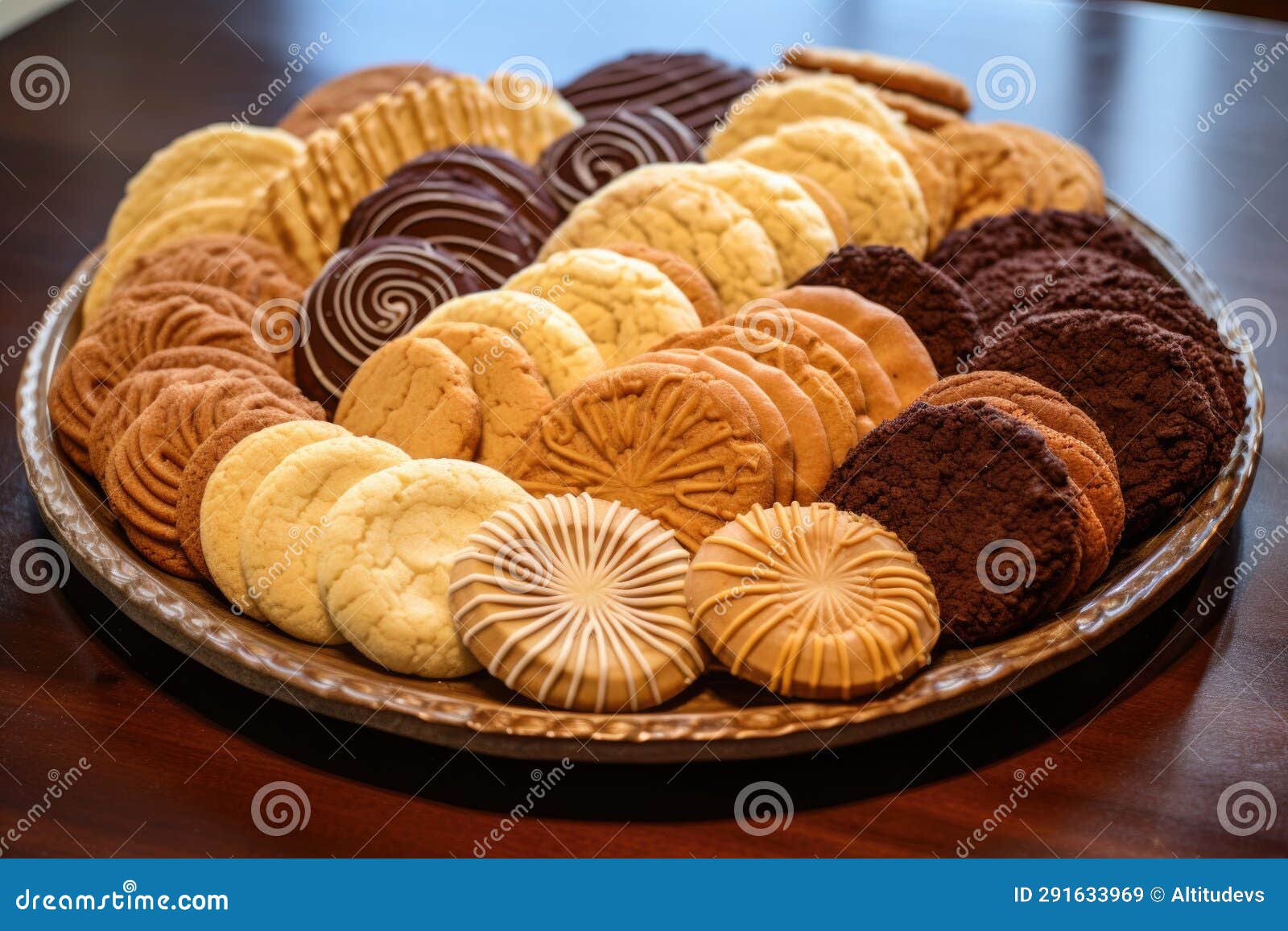 Platter of Various Round Cookies Side by Side Stock Image - Image of ...