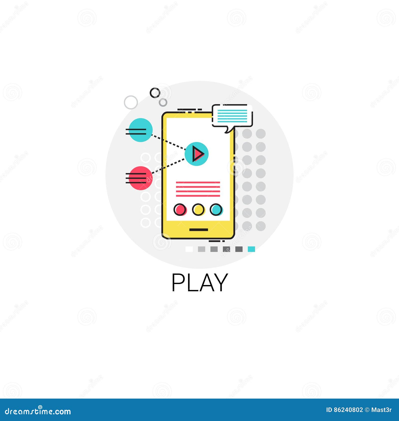 Play App Player Cell Smart Phone Icon Stock Vector - Illustration of ...