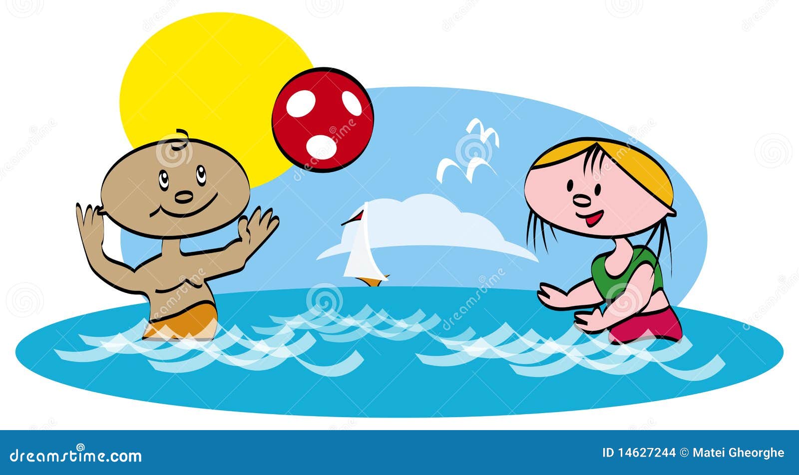 Play the ball in sea stock vector. Illustration of cartoon - 14627244