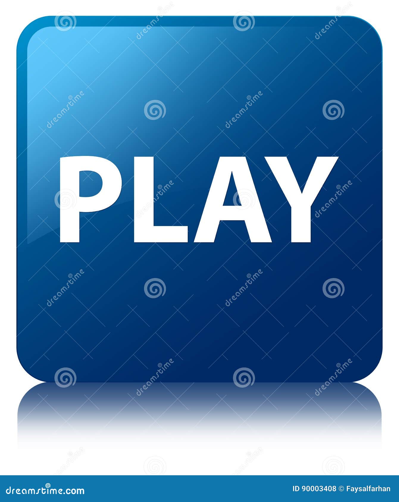 Play blue square button stock illustration. Illustration of word - 90003408