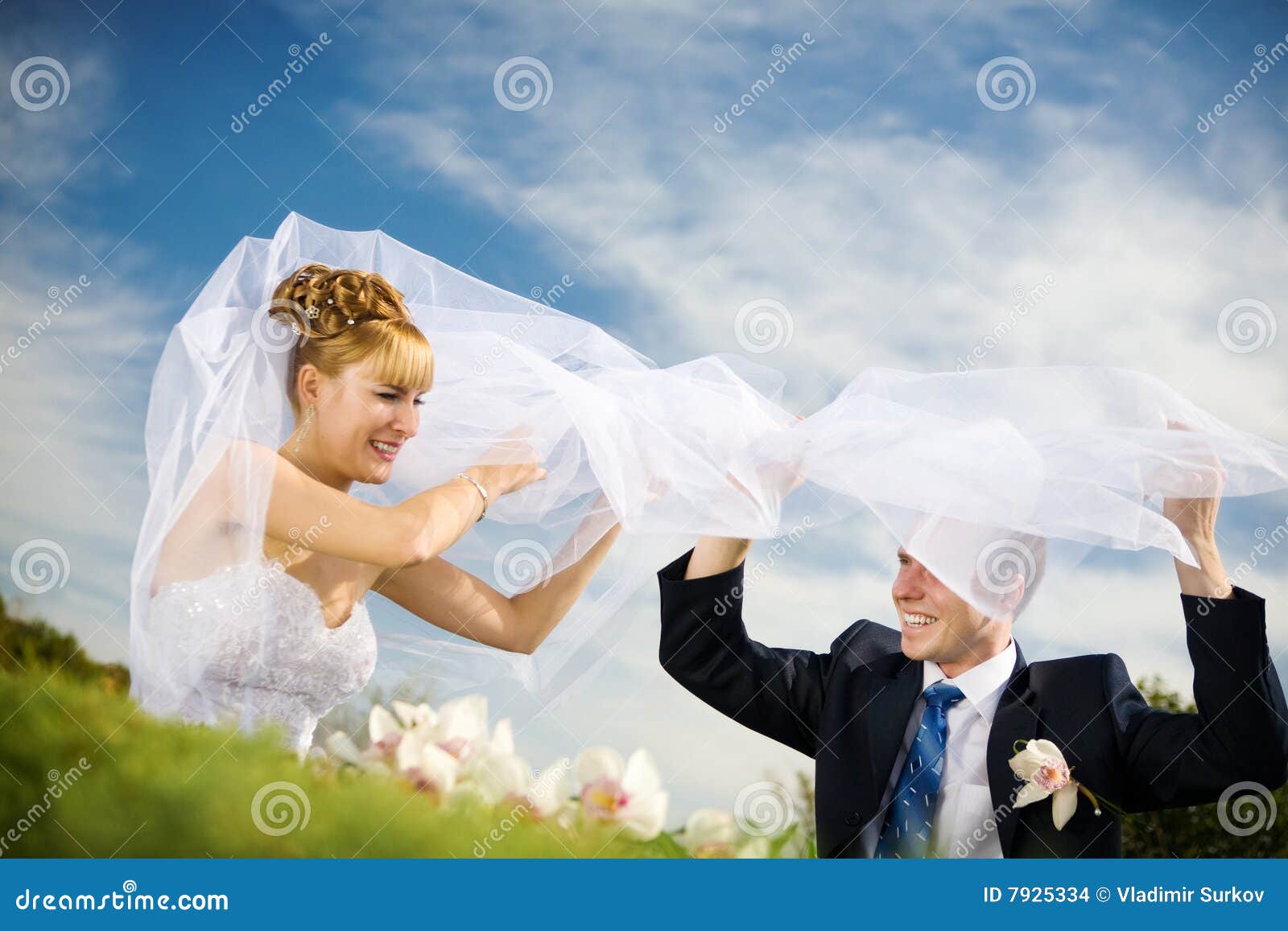 Play of bride and groom stock photo. Image of park, happiness - 7925334