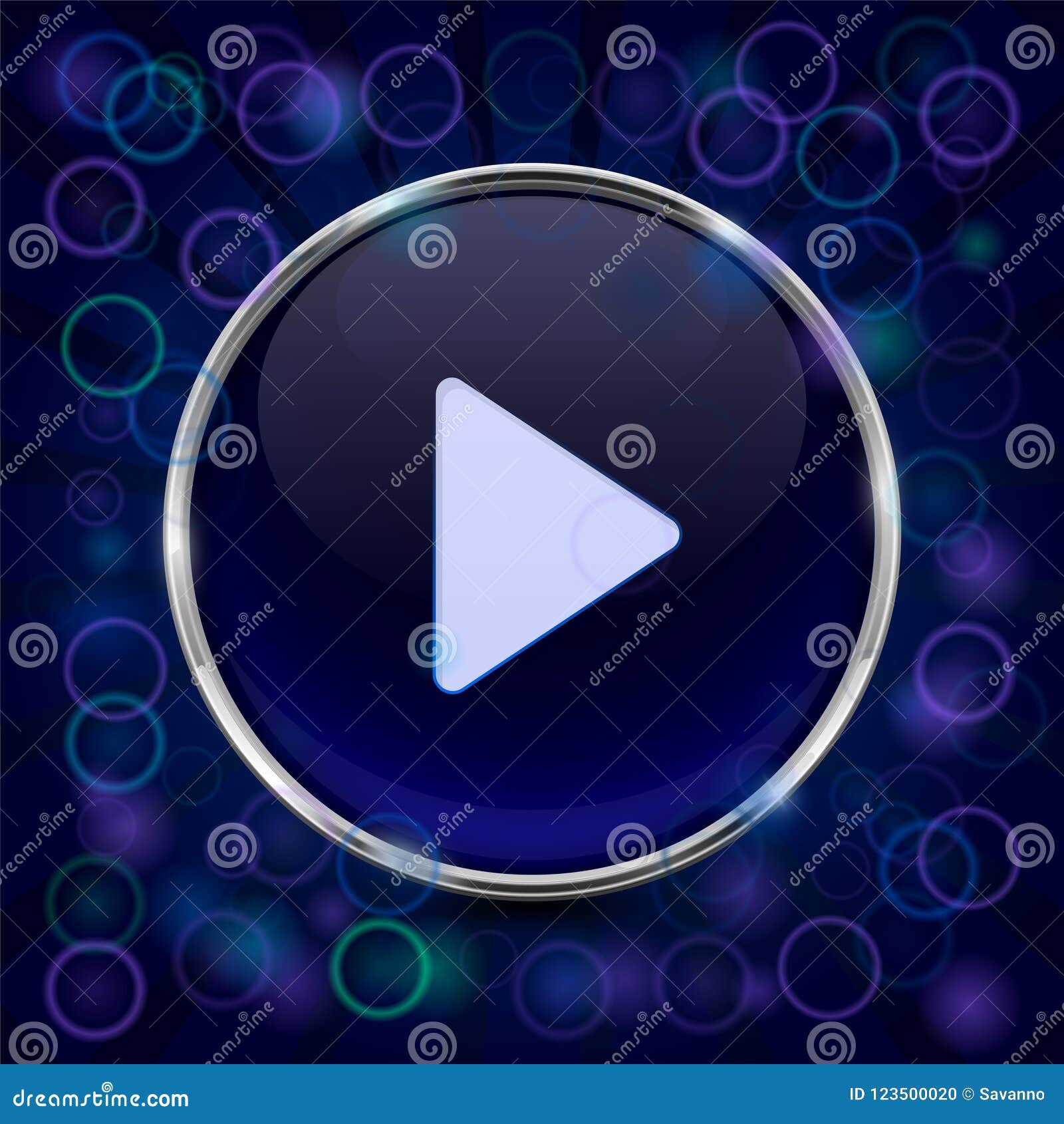 Play button. Blue 3d icon stock vector. Illustration of sign - 123500020