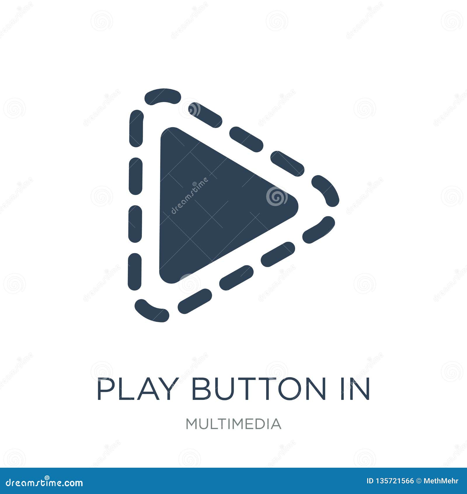 Play Button in Broken Line Icon in Trendy Design Style. Play Button in ...