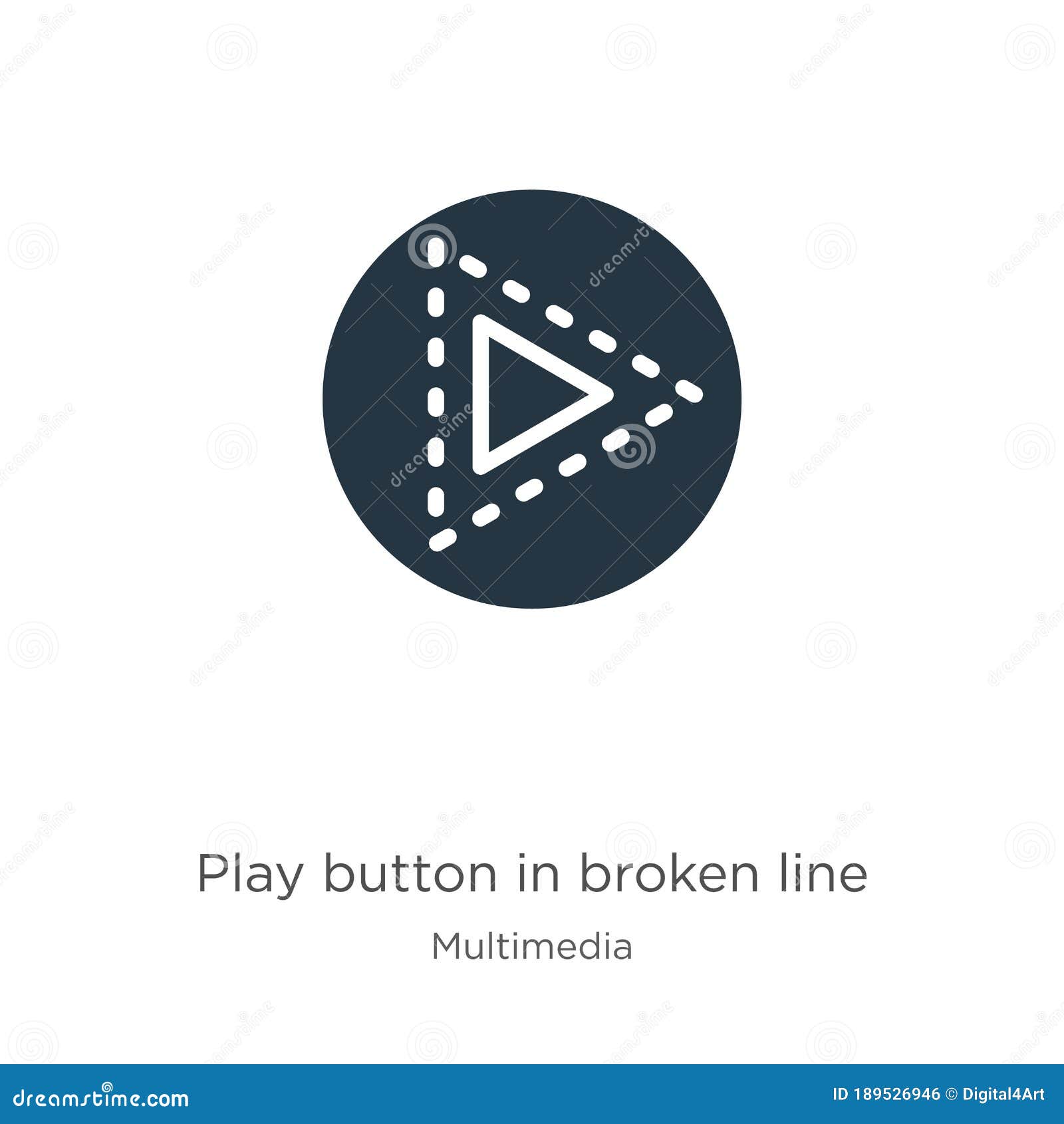 Play Button in Broken Line Icon Vector. Trendy Flat Play Button in ...