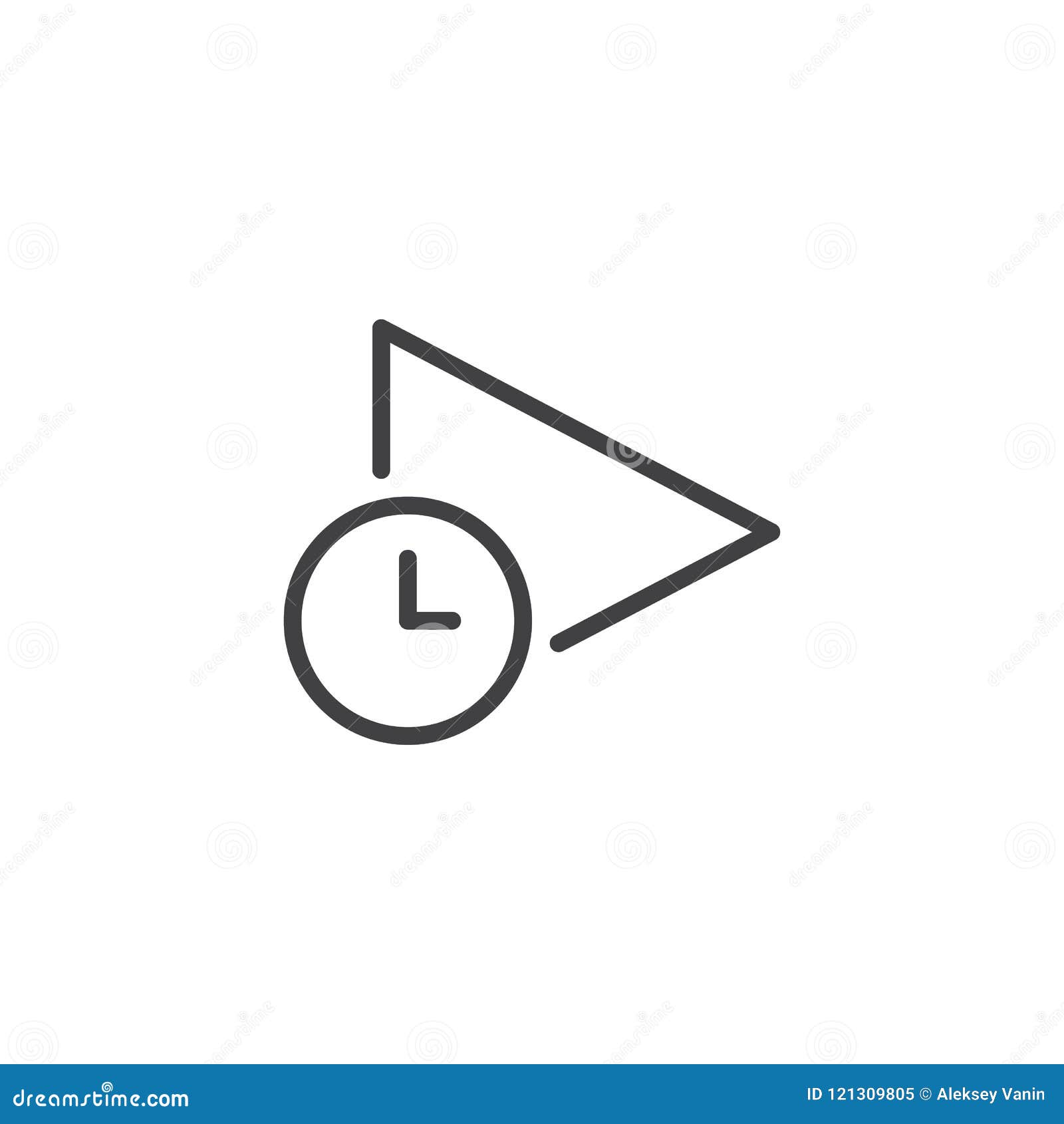 Play Button with Clock Outline Icon Stock Vector - Illustration of ...