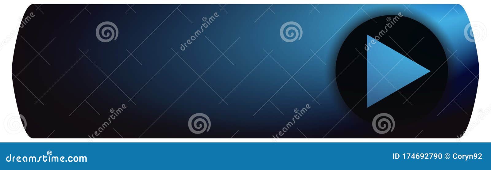 Play Button, Dark Blue To Black Rounded Rectangle with Vector Traces on ...