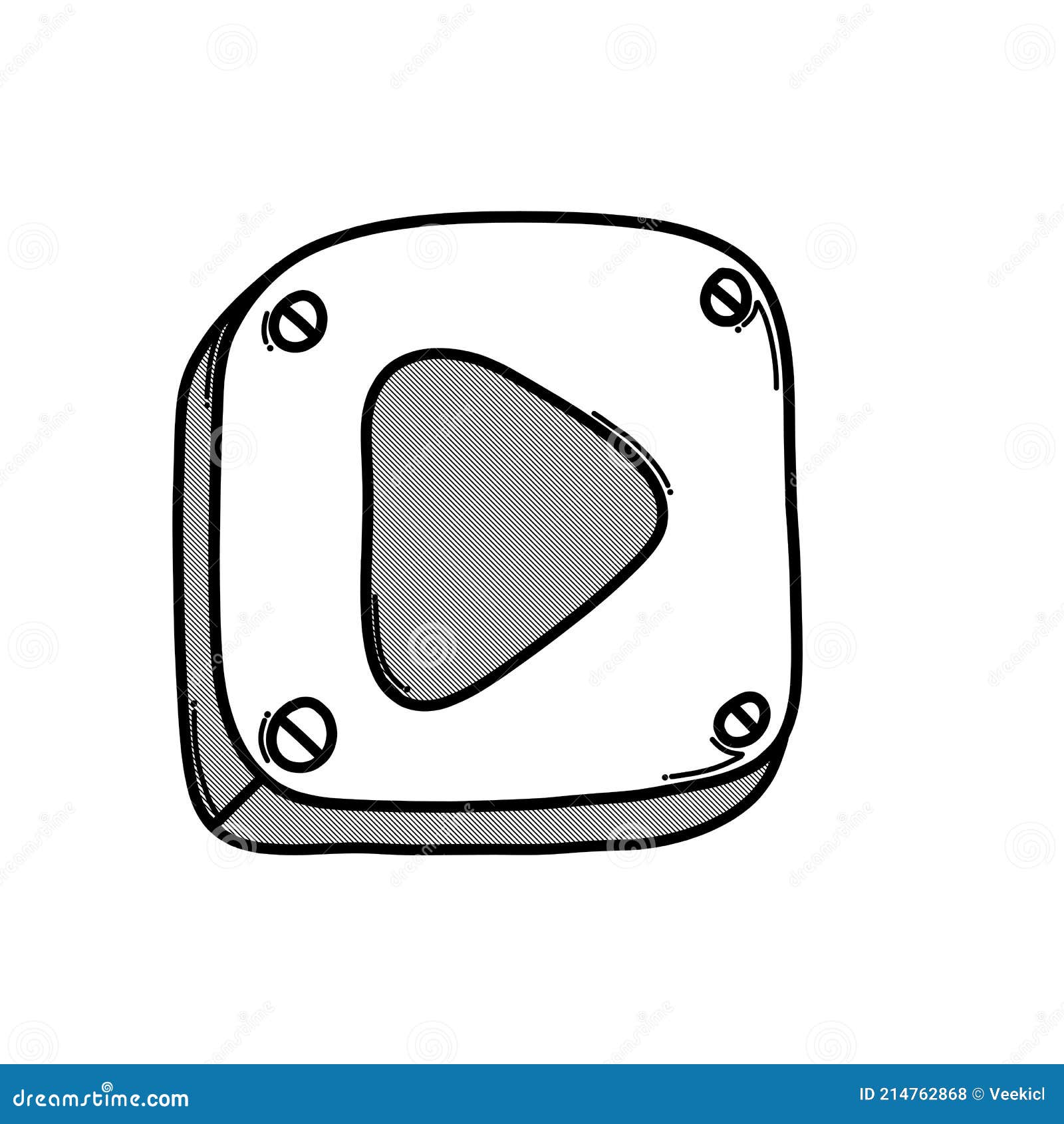 Play Button Doodle Vector Icon. Drawing Sketch Illustration Hand Drawn ...