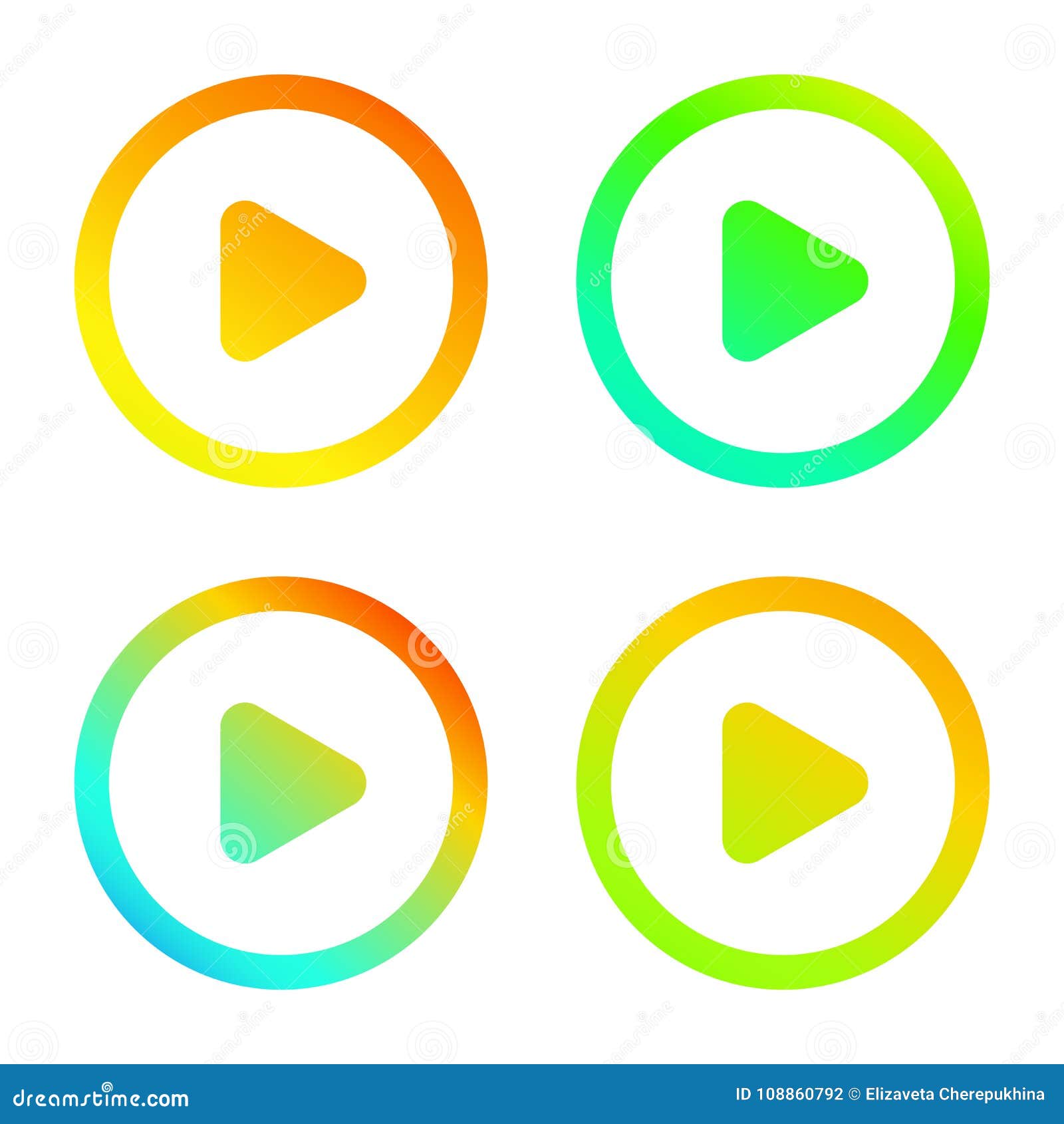 Play Button. Flat Gradient Icon. Isolated Sign for Web. Vector Set ...