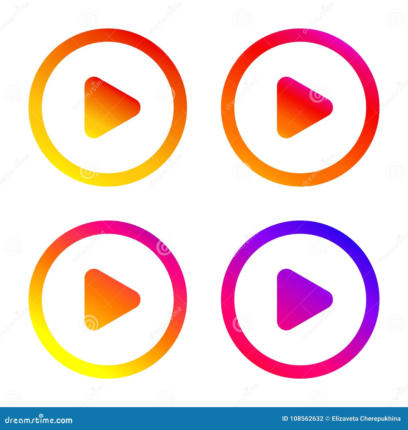 Play Button. Flat Gradient Icon. Isolated Sign for Web. Vector Set ...