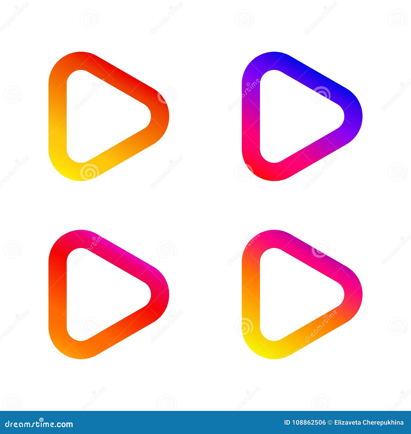 Play Button. Flat Gradient Icon. Isolated Sign for Web. Vector Set ...