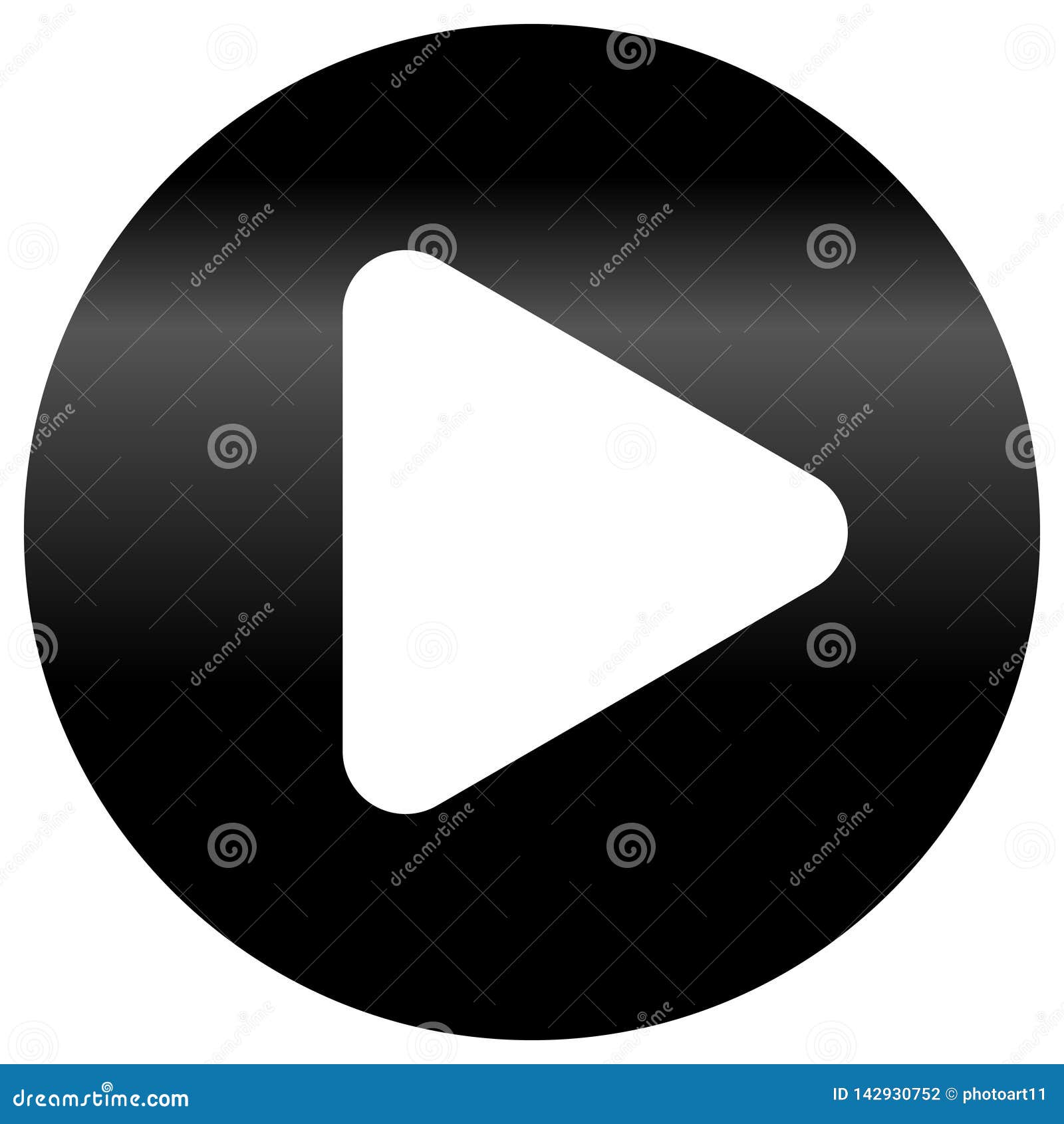 Play Button Icon - Black Classic Gradient, Isolated - Vector Stock ...