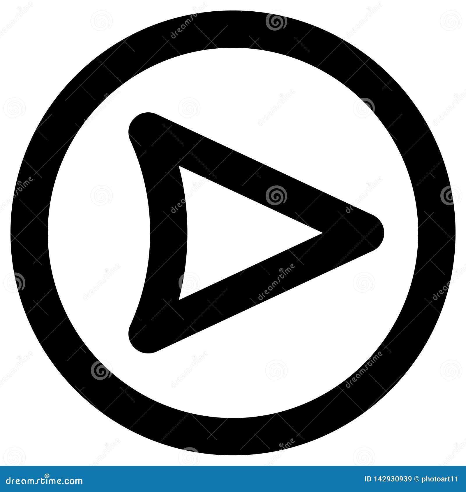 Play Button Icon - Black Slick Outline, Isolated - Vector Stock Vector ...