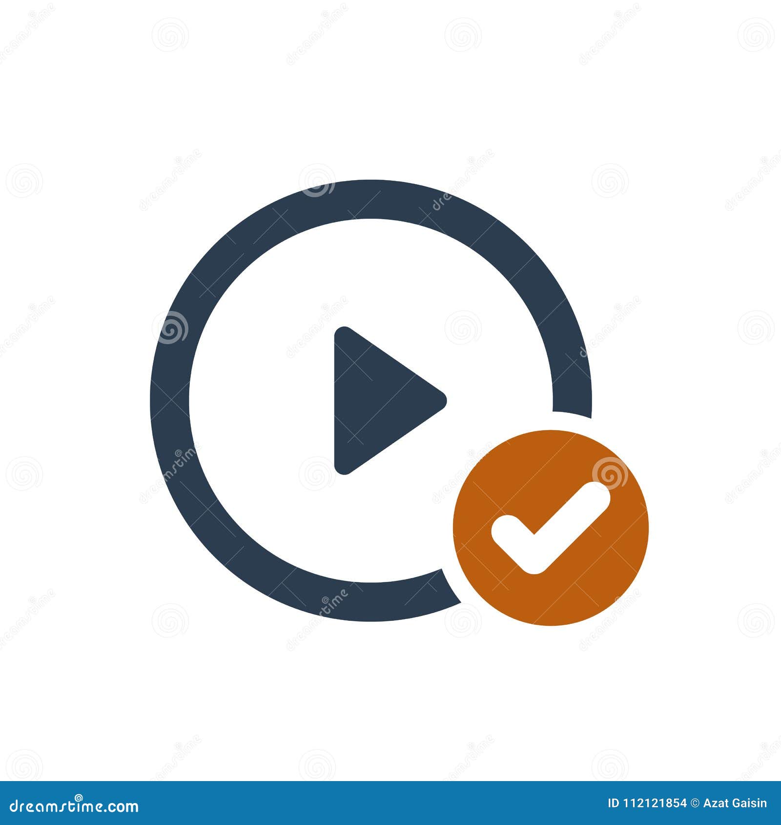 Play Button Icon with Check Sign. Play Button Icon and Approved ...