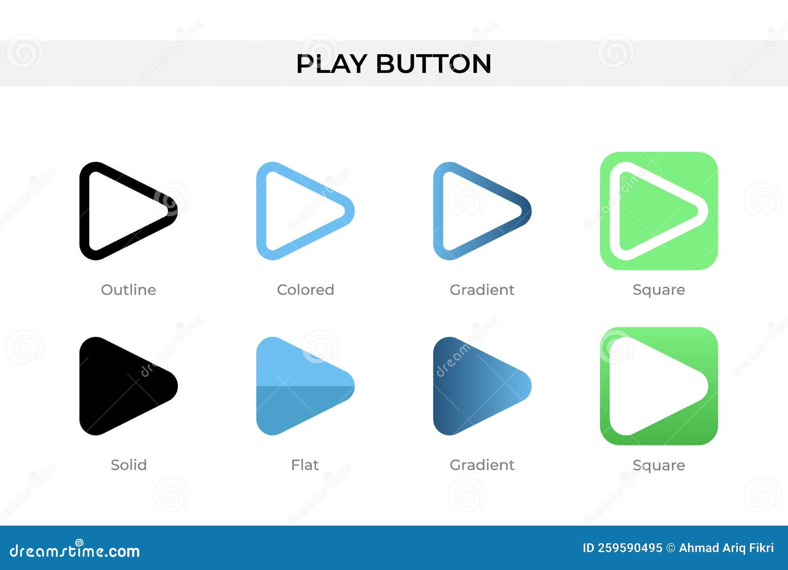Play Button Icon in Different Style. Play Button Vector Icons Designed ...