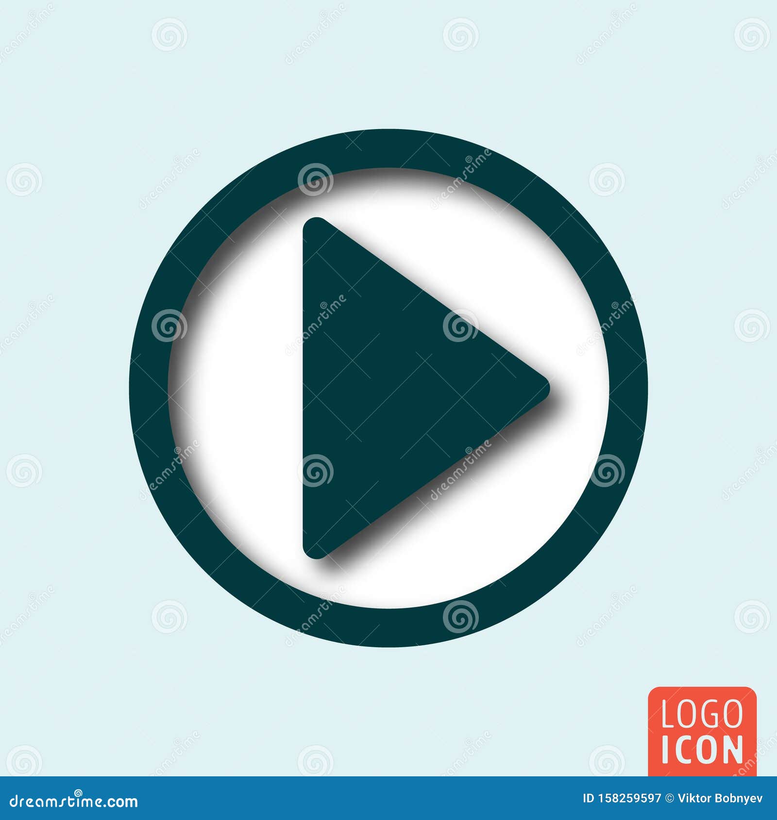 Play Button Icon Minimal Shadow Design Stock Vector - Illustration of ...