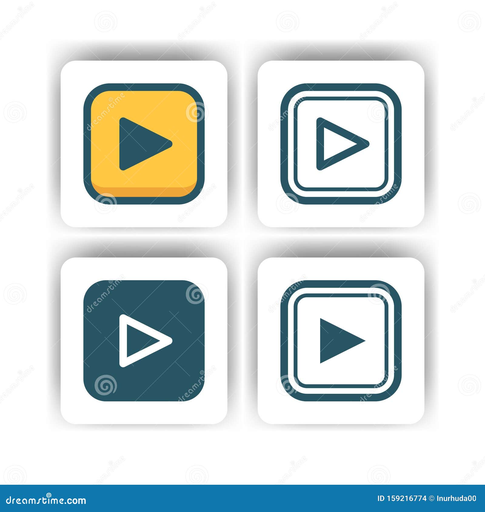 Play Button Icon for Mobile, Web, and Presentation with Flat Color ...