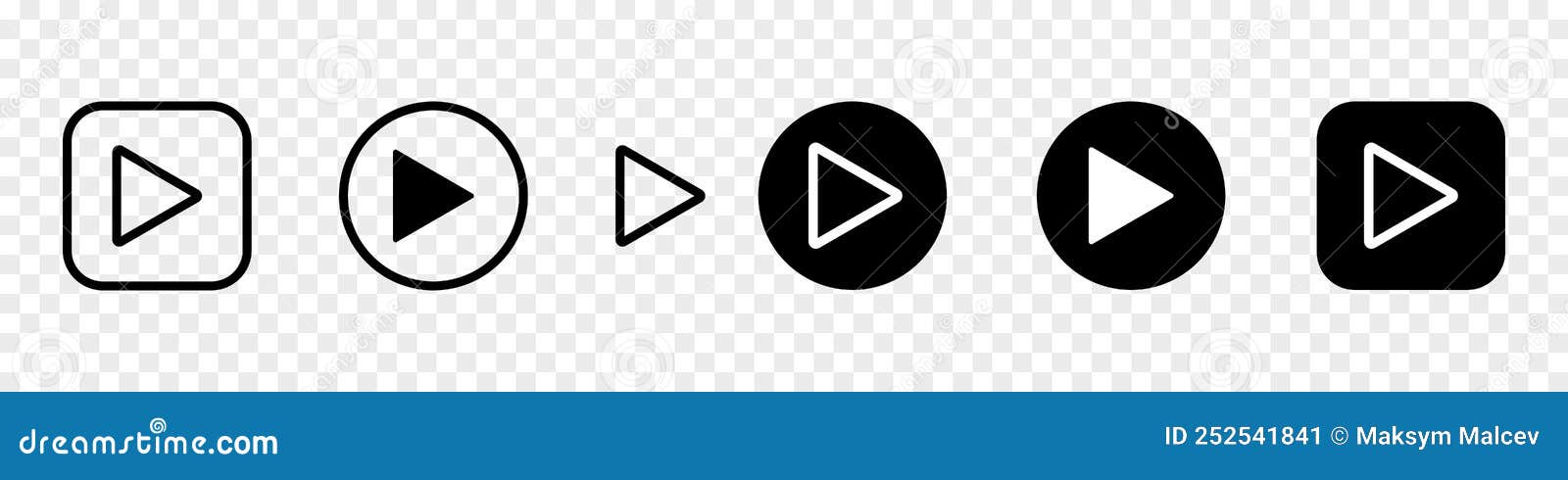 Play Button Icon Set. Modern Video and Audio Player. Vector ...