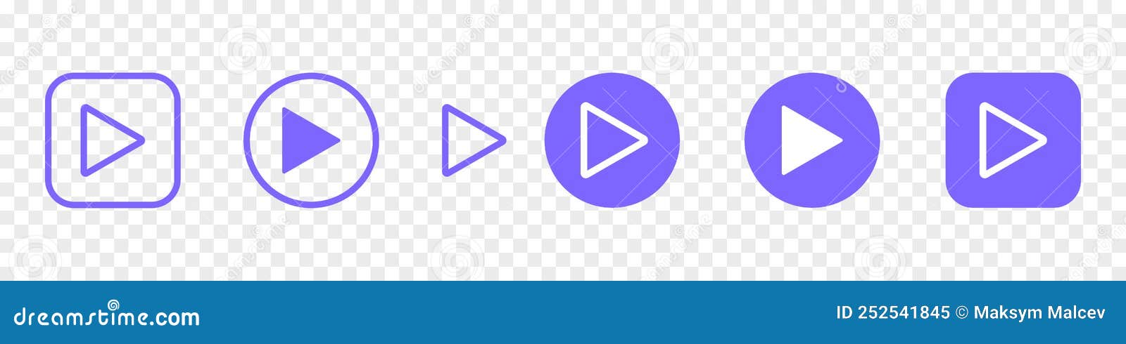 Play Button Icon Set. Modern Video and Audio Player. Vector ...