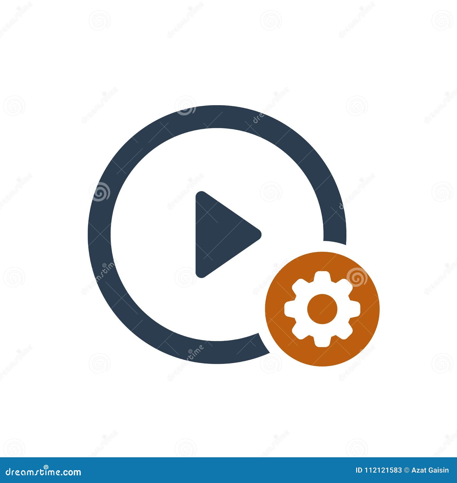 Play Button Icon With Settings Sign. Play Button Icon And Customize ...
