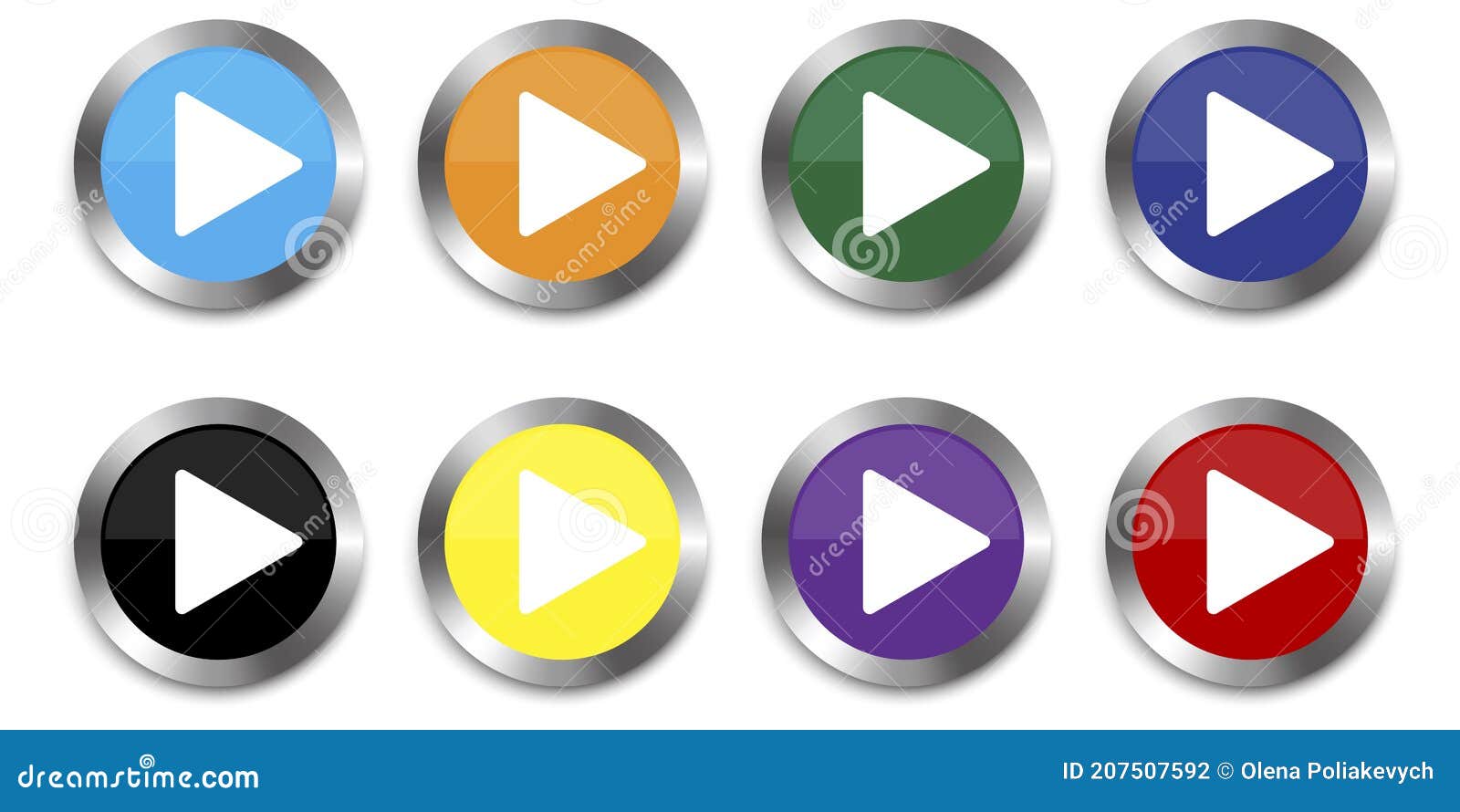 Play Button Icon Vector Illustration. Flat Play Set Buttons Colored for ...