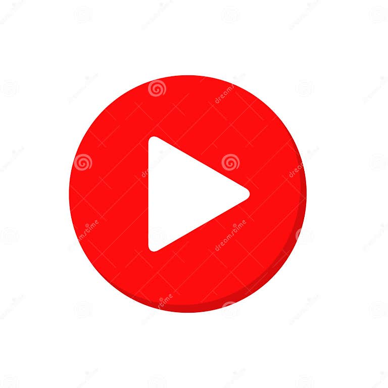 Play Button Icon Vector on Red Circle Stock Vector - Illustration of ...
