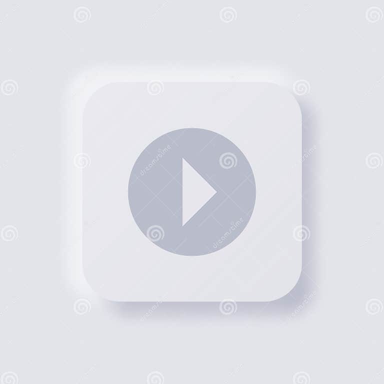Play Button Icon, White Neumorphism Soft UI Design for Web Design ...