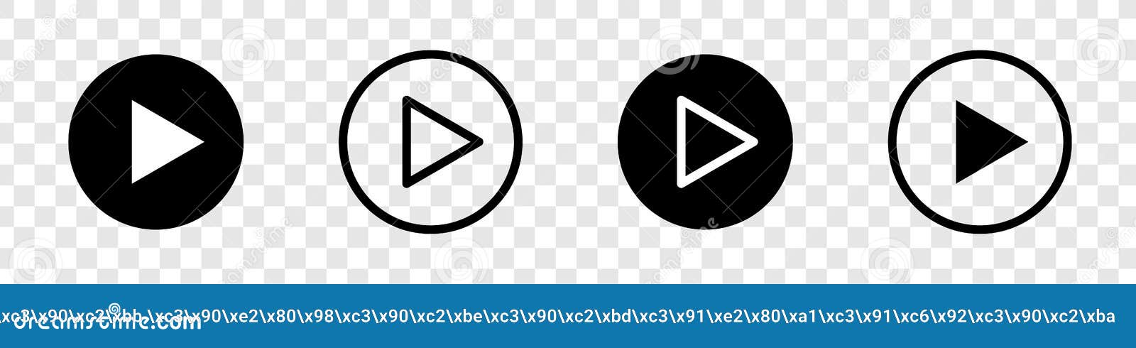 Play Button Icons. Set of Symbol on a Transparent Background. Video ...