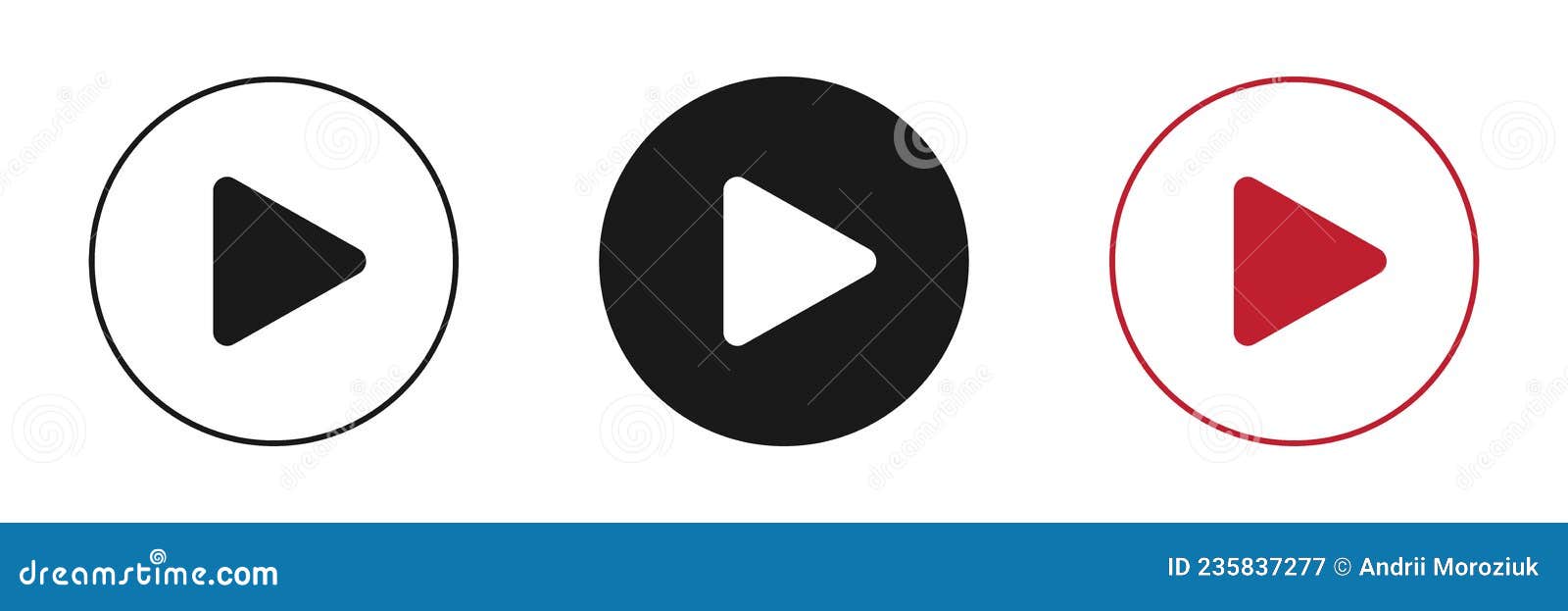 Play Button Icons Set. Video-audio Player. Vector Illustration Stock ...