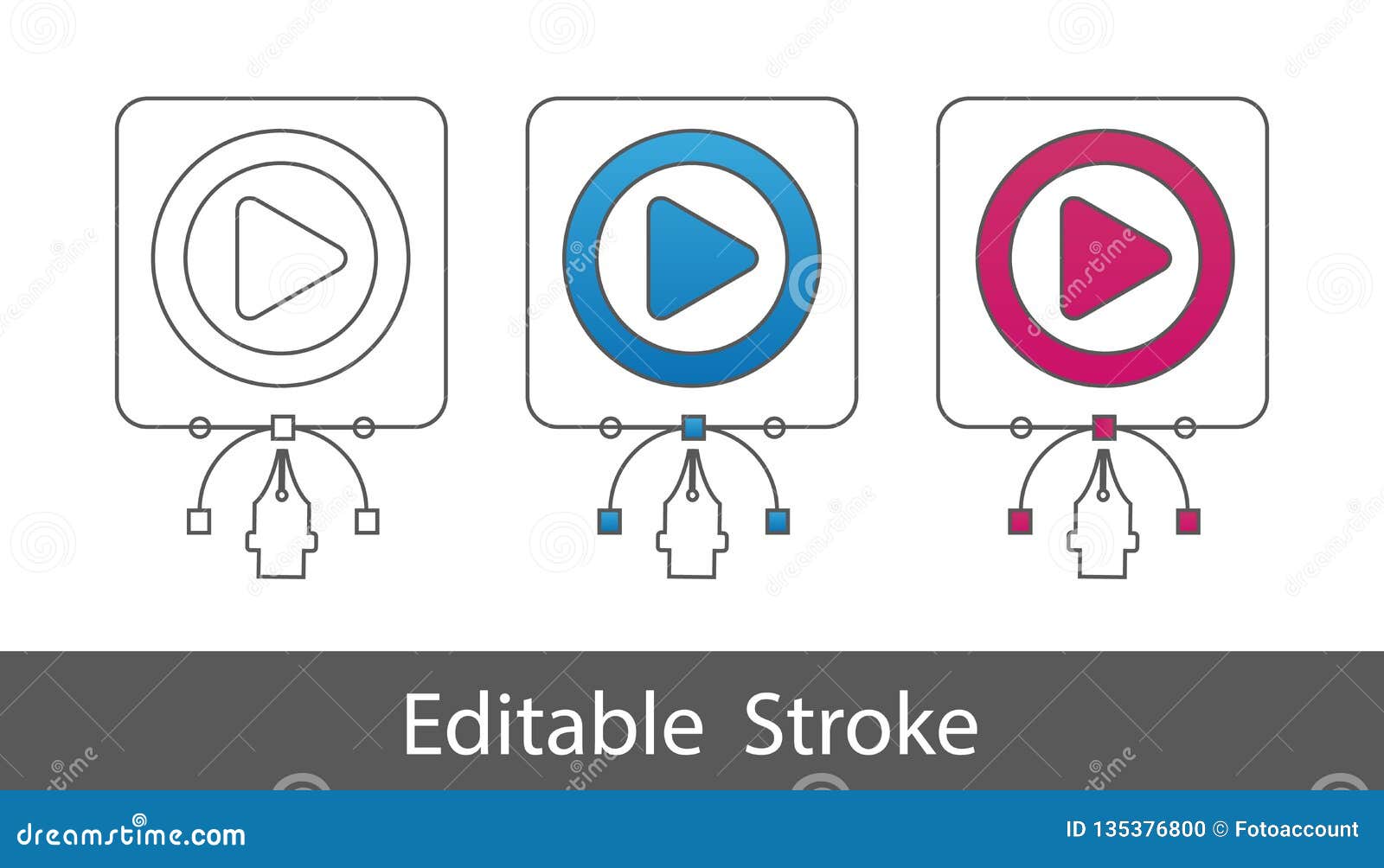 Play Button - Outline Styled Icon - Editable Stroke - Vector ...