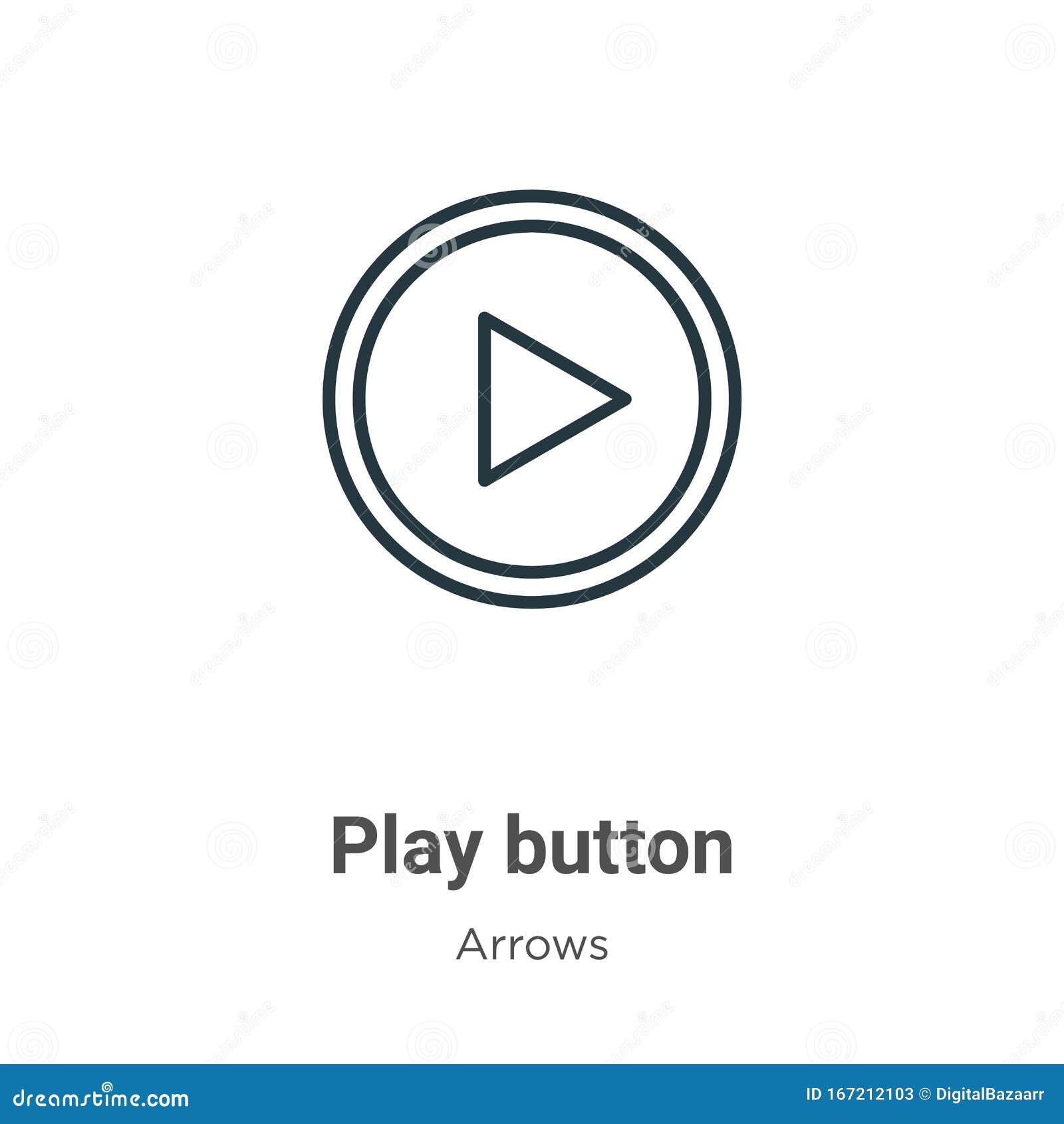Play Button Outline Vector Icon. Thin Line Black Play Button Icon, Flat ...