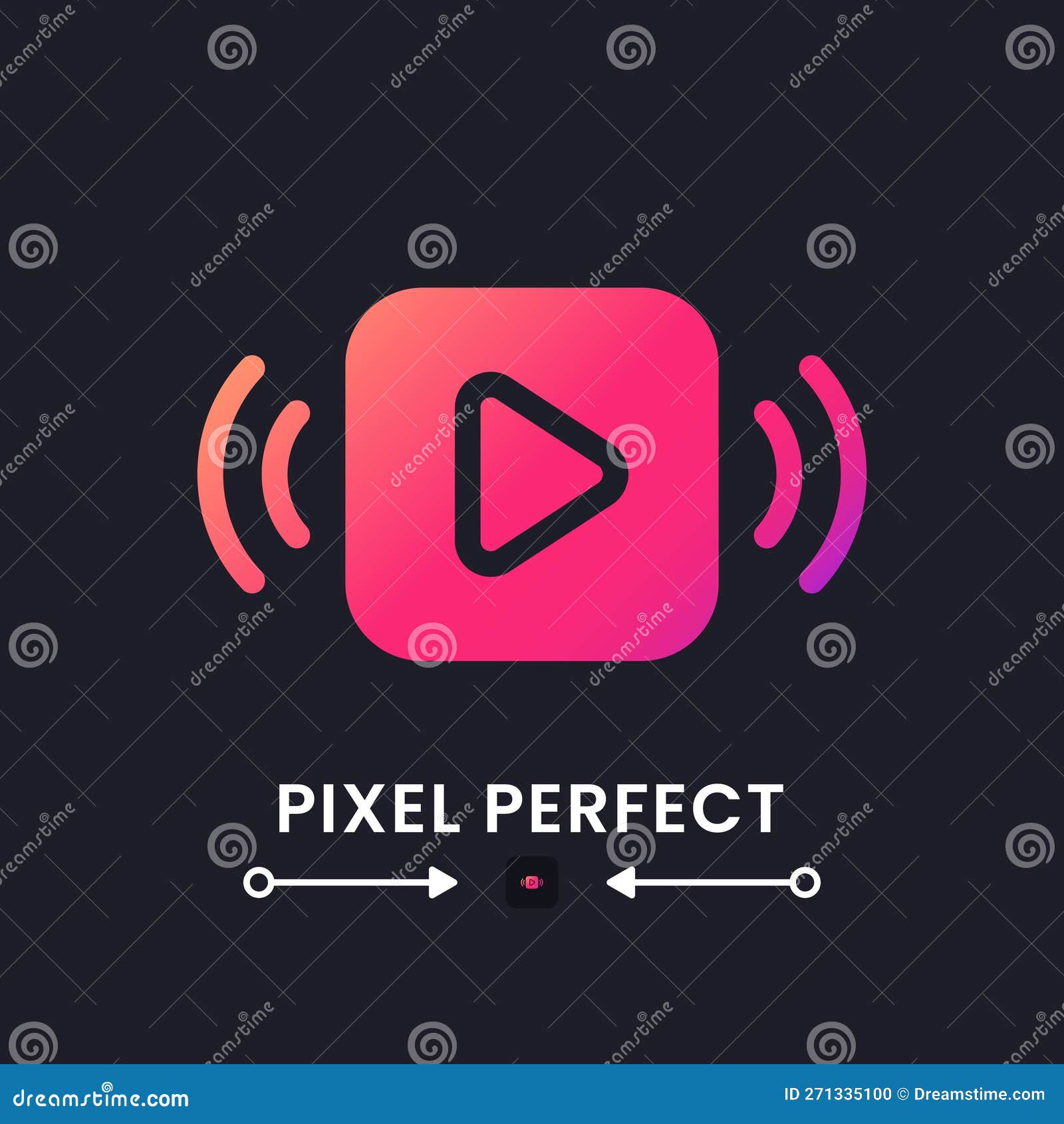 Play Button Pink Solid Gradient Desktop Icon on Black Stock Vector ...