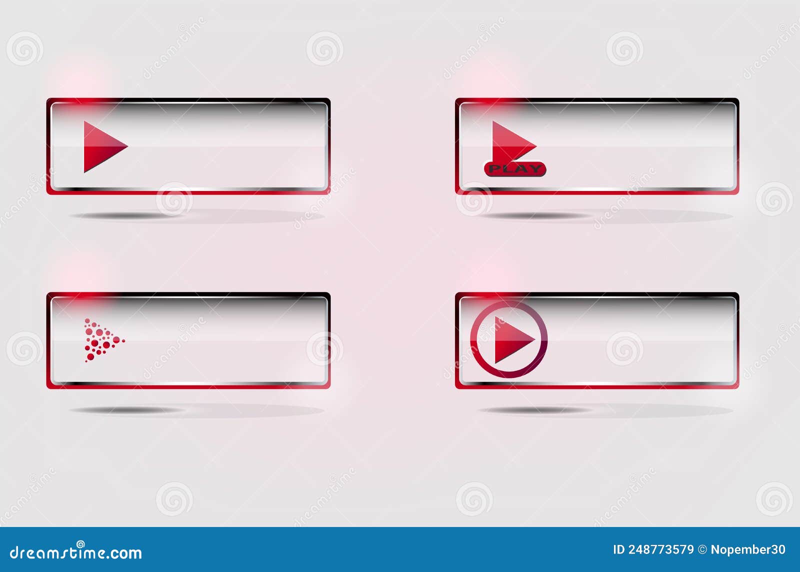 Glass play button square stock vector. Illustration of media - 248773579