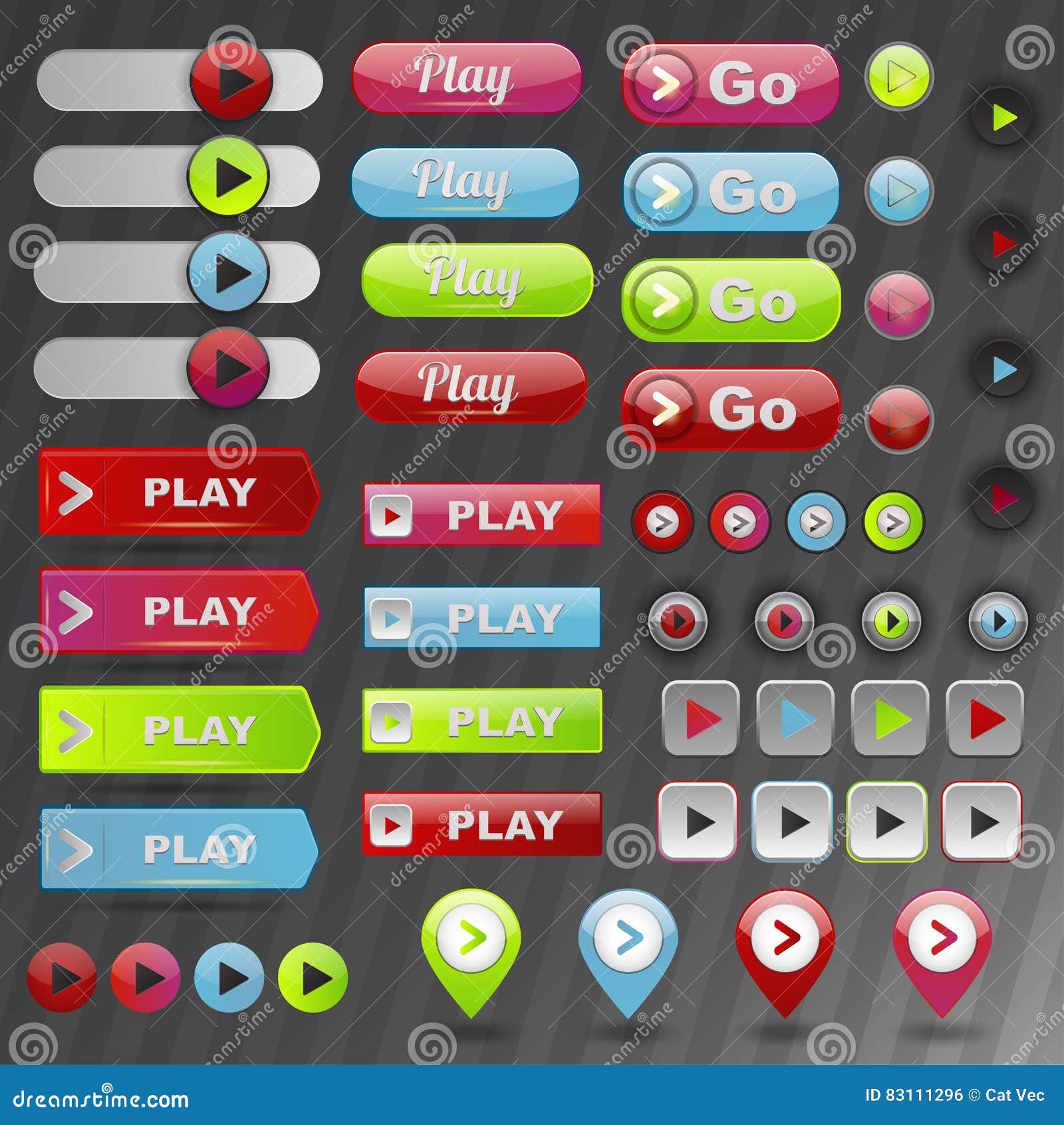 Play button set. stock vector. Illustration of blue, audio - 83111296